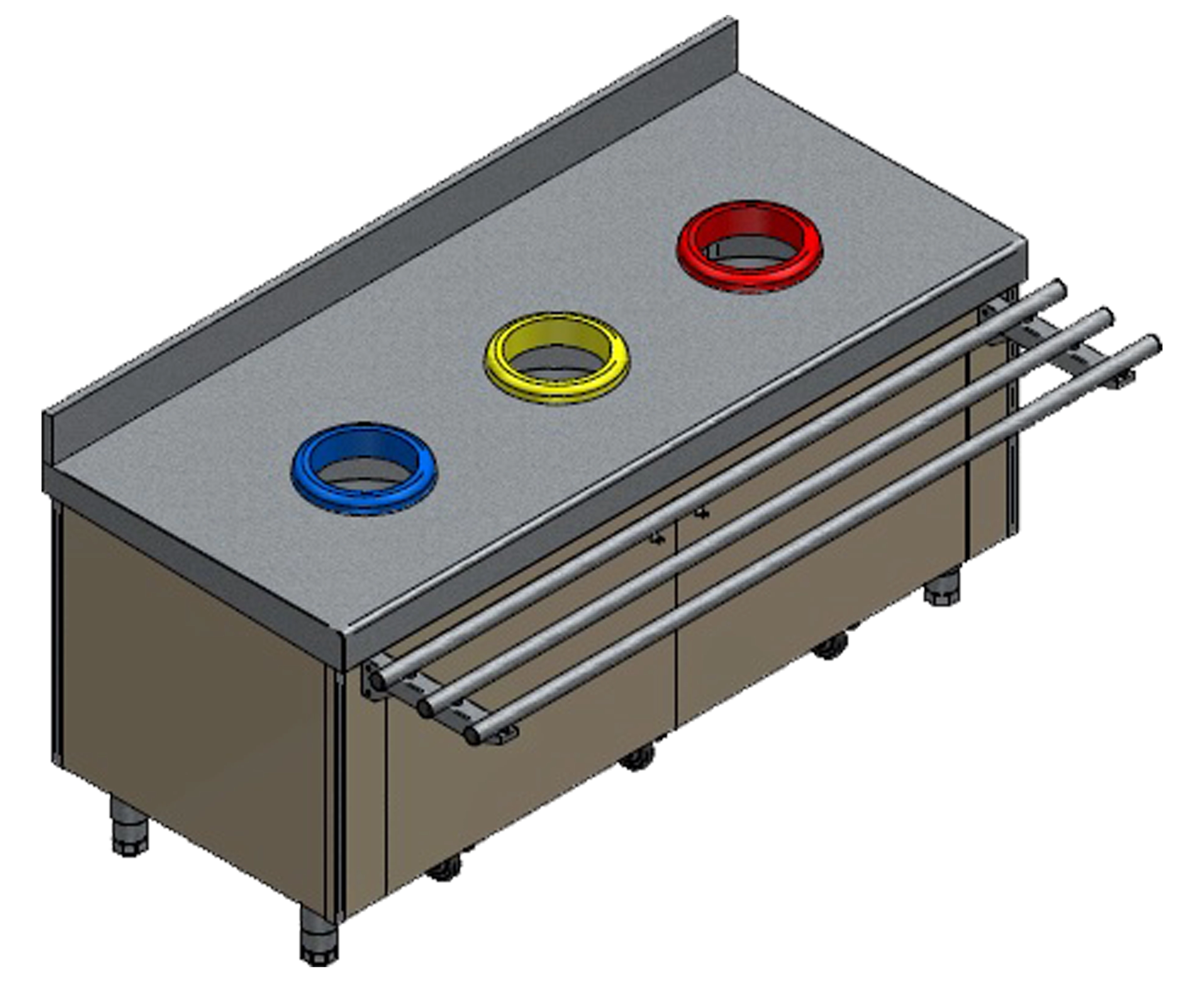 Freestanding selective sorting units - Stainless steel surfaces - Enodis